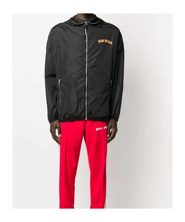Palm Angels Logo Print Hooded Lightweight Jacket