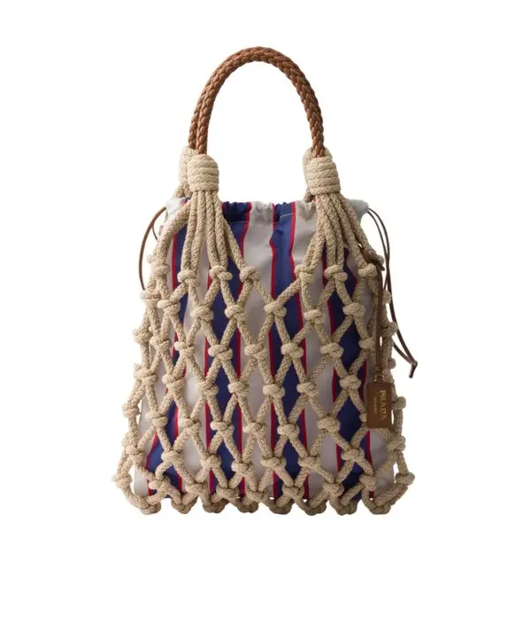 Prada Logo Net Tote Bag - Brown
