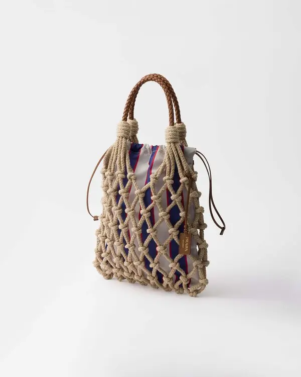 Prada Logo Net Tote Bag - Brown