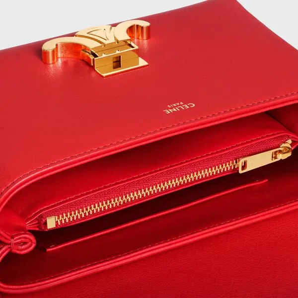 Celine Teen Nino Bag In Supple Grained Calfskin - Super Red