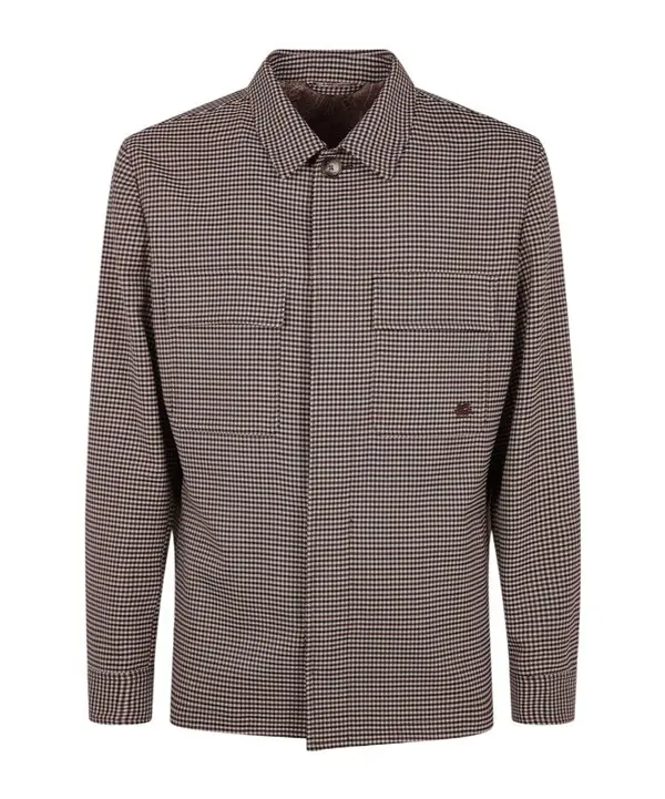 Etro Stretch Wool Gingham Shacket