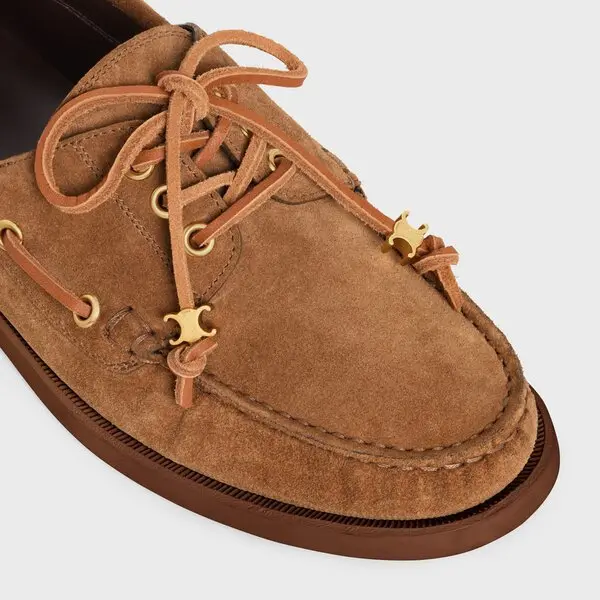 Celine Bateau Suede Calfskin Shoes - Brown