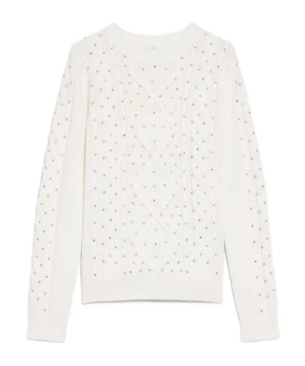 Max Mara Embellished Crewneck Jumper - White