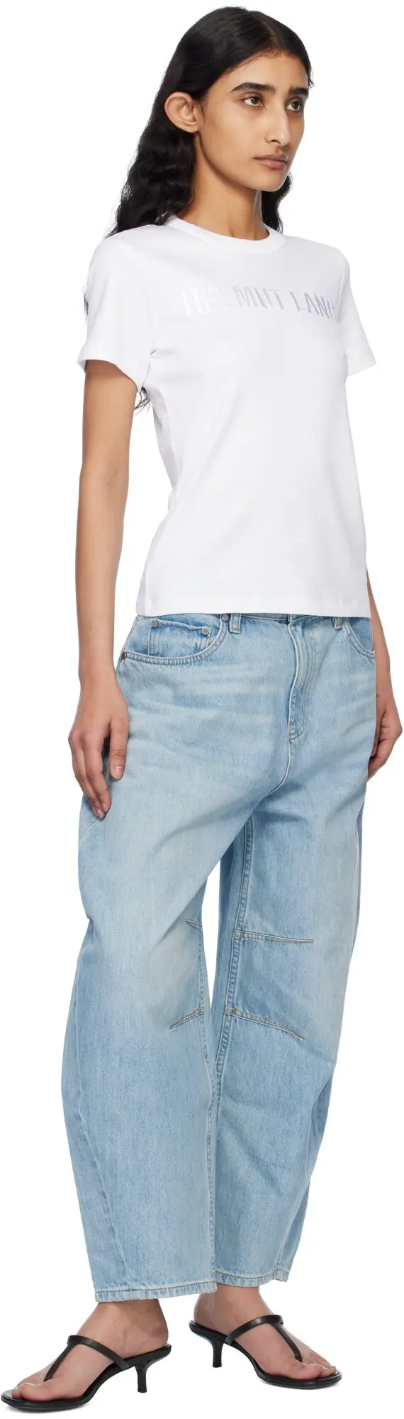 Helmut Lang White Embroidered Logo T-shirt