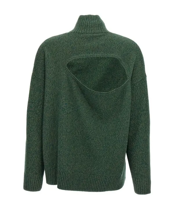 Victoria Beckham Mélange High Neck Sweater With Cut Out Detail