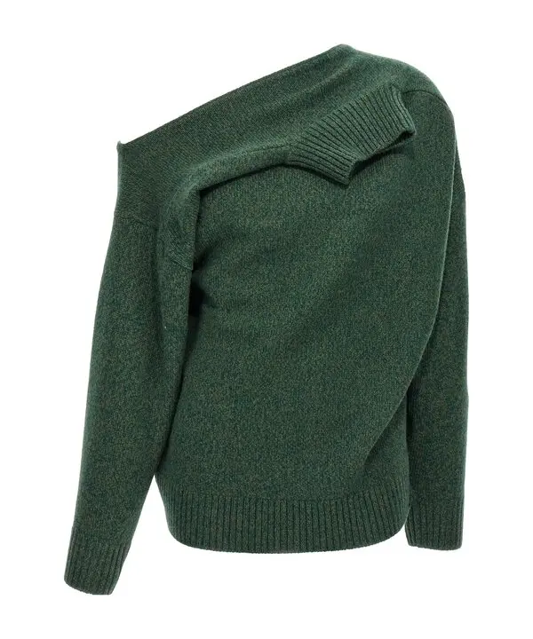 Victoria Beckham Mélange High Neck Sweater With Cut Out Detail