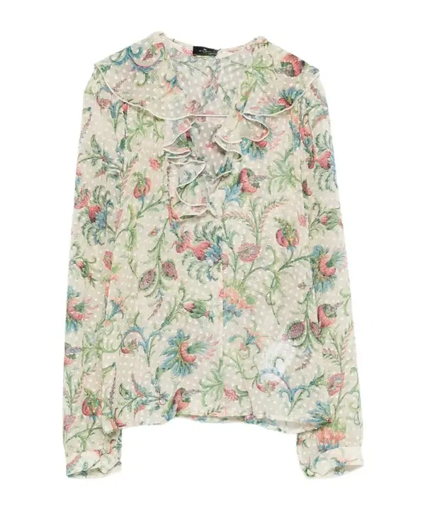 Etro Long Sleeve Floral Print Shirt