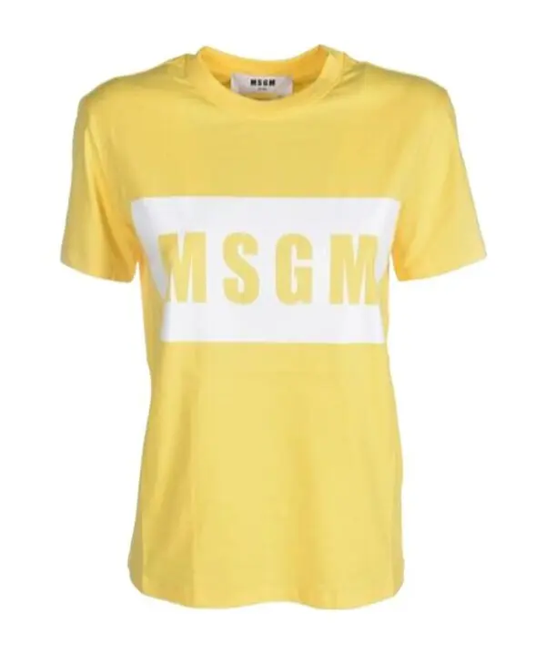 MSGM Round Neck Logo T-shirt - Yellow