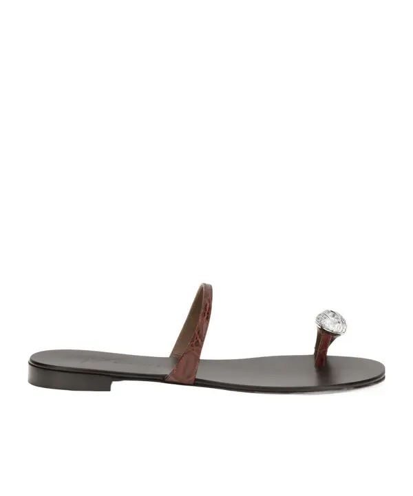 GIUSEPPE ZANOTTI Icon Ring Flat Sandals - Brown