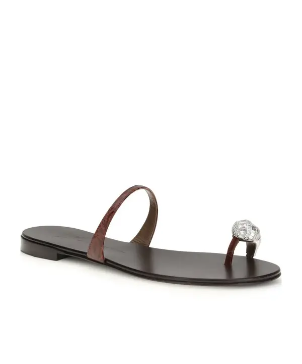 GIUSEPPE ZANOTTI Icon Ring Flat Sandals - Brown