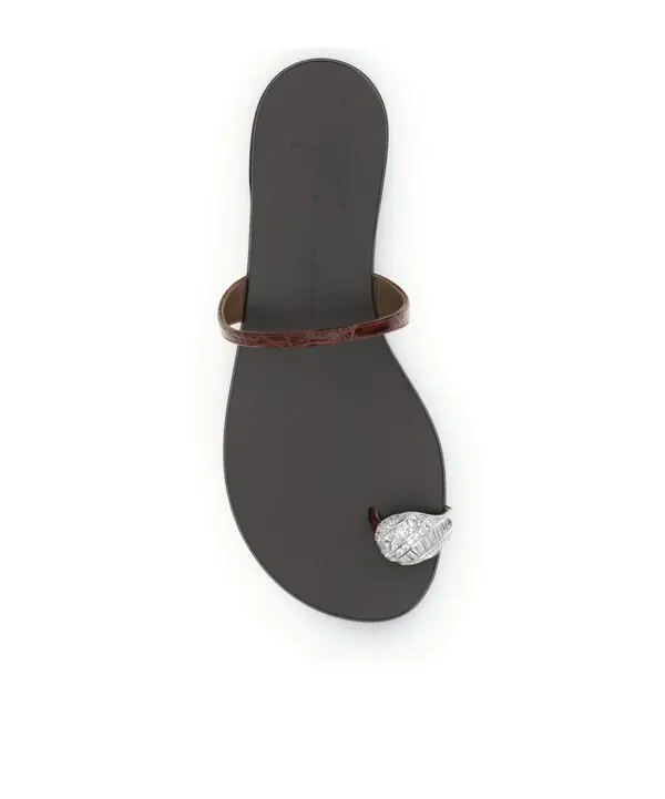 GIUSEPPE ZANOTTI Icon Ring Flat Sandals - Brown
