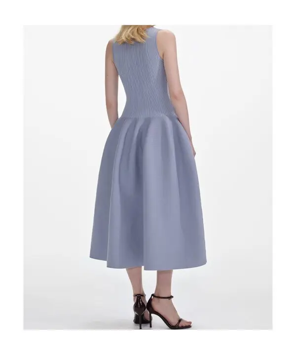 SELF-PORTRAIT Ribbed Knit Diamante Midi Dress