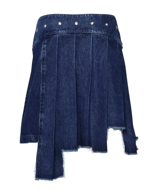 Off-White Belted Pleated Denim Skirt