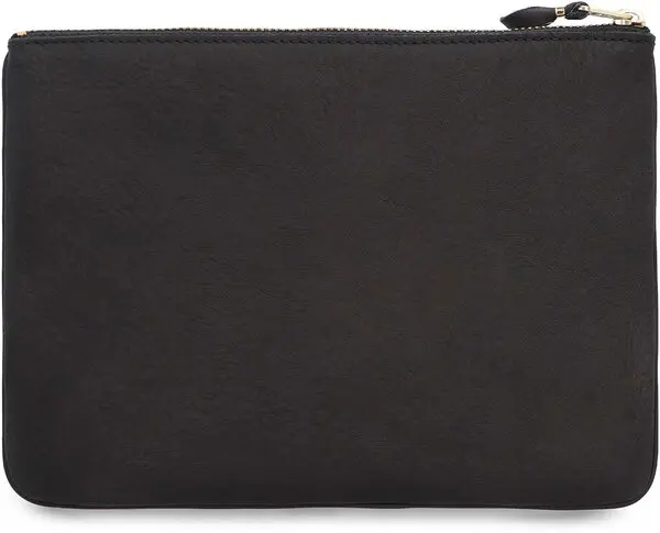 Comme Des Garçons Logo Printed Zip-up Pouch - Black