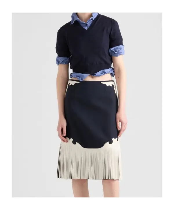 Prada V-neck Fine Knit Short Sleeve Sweater