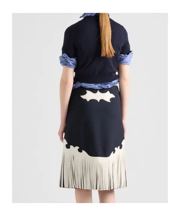 Prada V-neck Fine Knit Short Sleeve Sweater