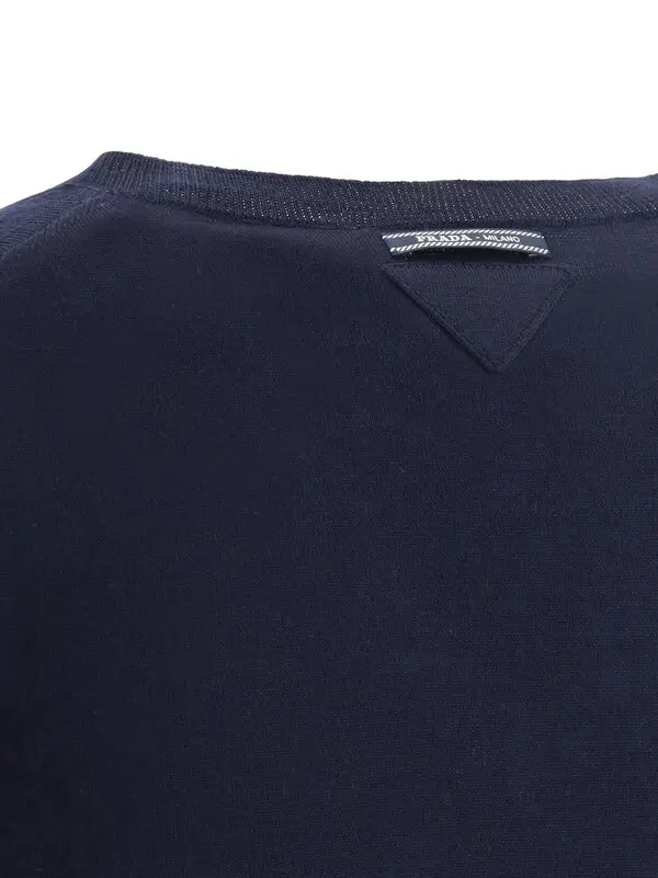 Prada V-neck Fine Knit Short Sleeve Sweater
