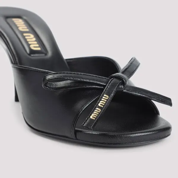Miu Miu Leather Heeled Sandals With Bow Detail