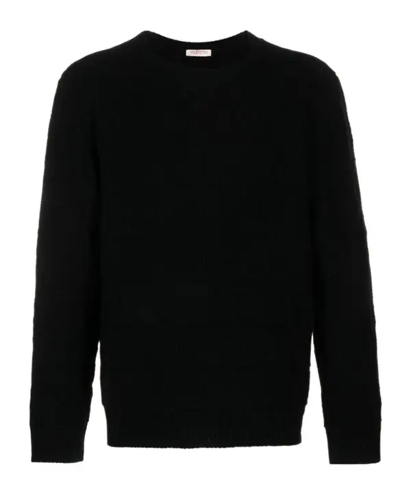 Valentino Garavani Intarsia Knit Crewneck Sweater - Black