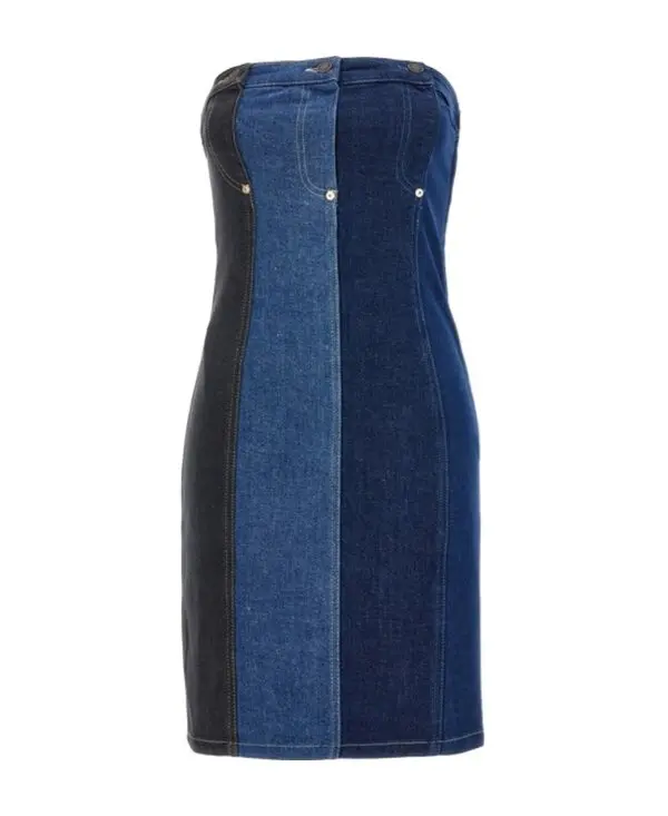 Moschino Layered Off-shoulder Denim Dress