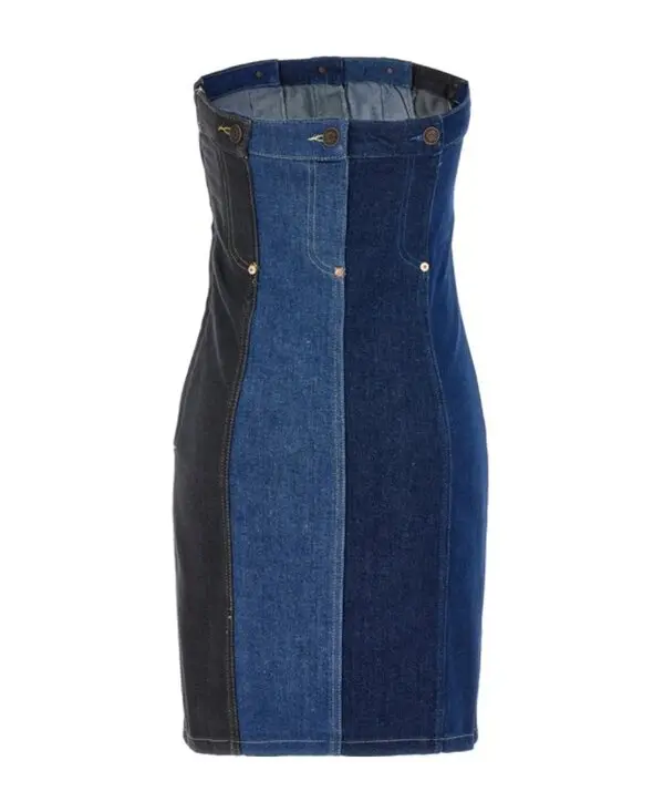 Moschino Layered Off-shoulder Denim Dress