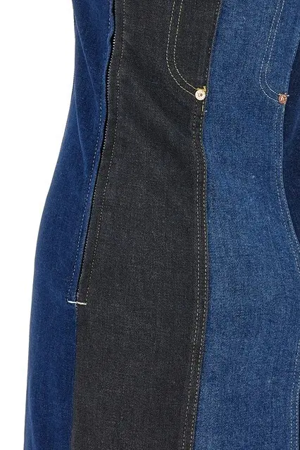 Moschino Layered Off-shoulder Denim Dress