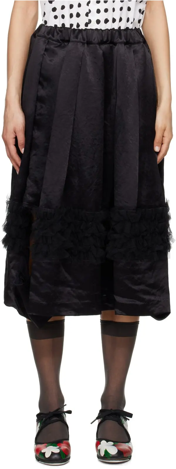 Comme Des Garçons Elastic Waist Skirt With Ruffle Trim