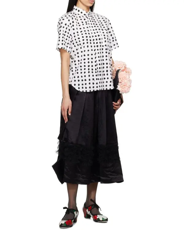 Comme Des Garçons Elastic Waist Skirt With Ruffle Trim
