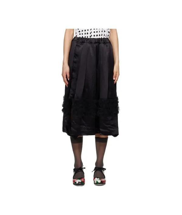 Comme Des Garçons Elastic Waist Skirt With Ruffle Trim