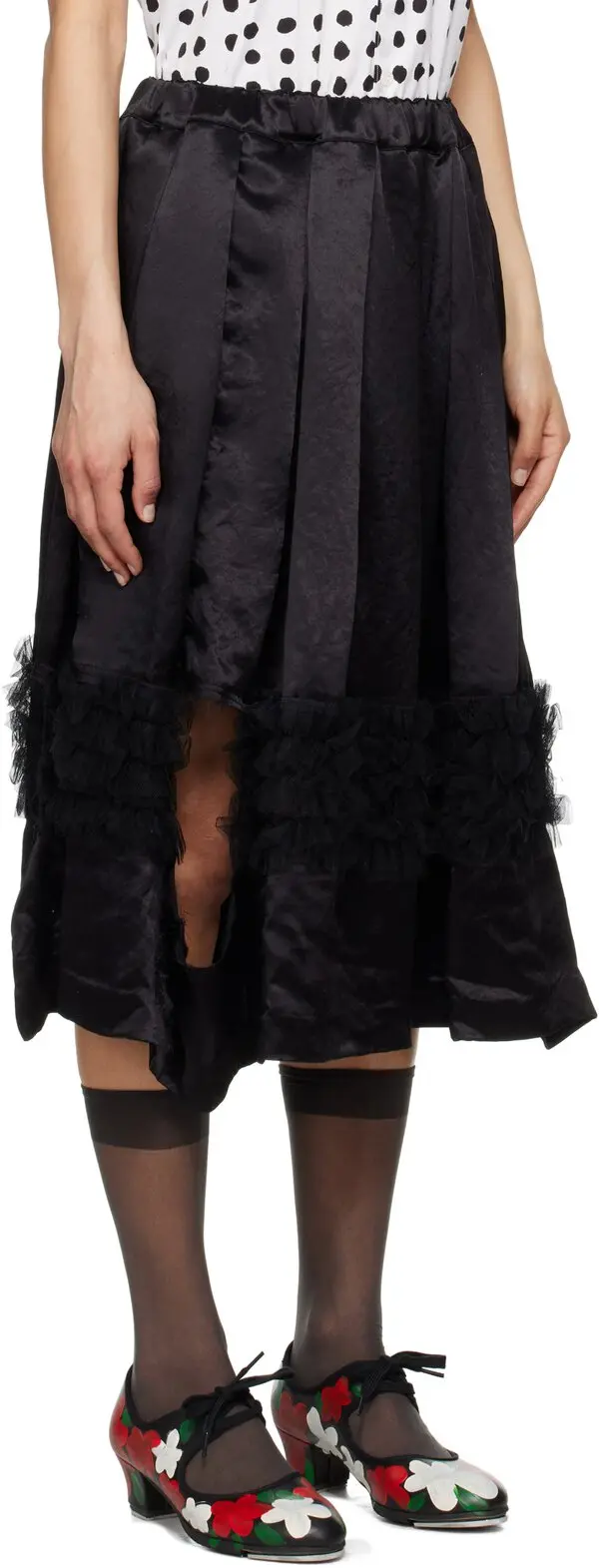 Comme Des Garçons Elastic Waist Skirt With Ruffle Trim