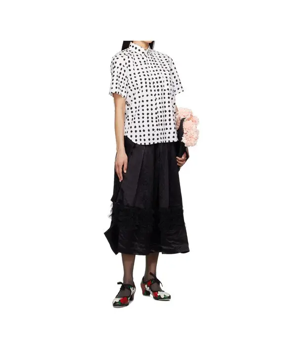 Comme Des Garçons Elastic Waist Skirt With Ruffle Trim