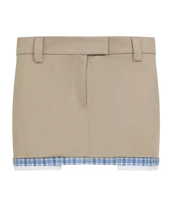 Miu Miu Mini Skirt With Plaid Underlay - No