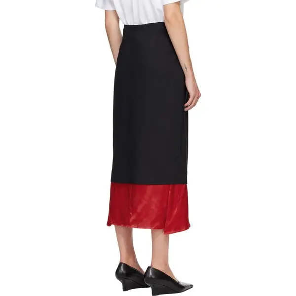 RÓHE Layered Wool Midi Skirt With Chiffon Trim