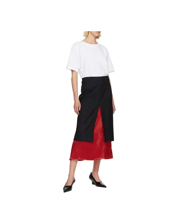 RÓHE Layered Wool Midi Skirt With Chiffon Trim
