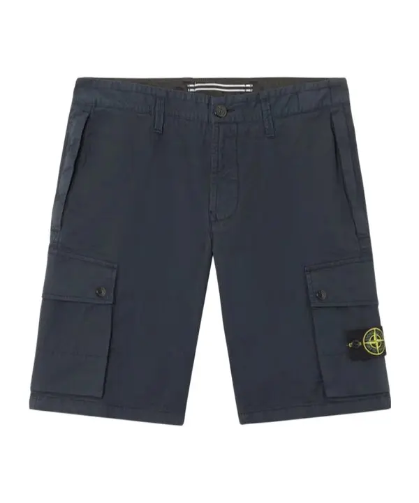 Stone Island Logo Patch Cargo Shorts - Blue