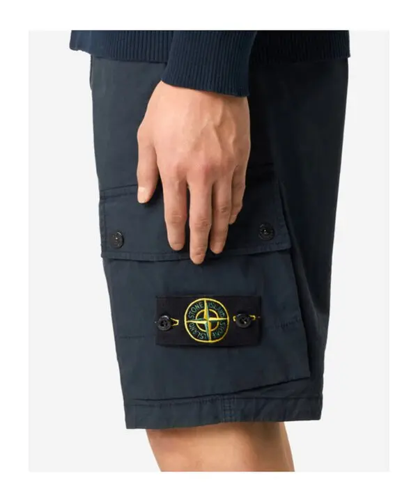 Stone Island Logo Patch Cargo Shorts - Blue