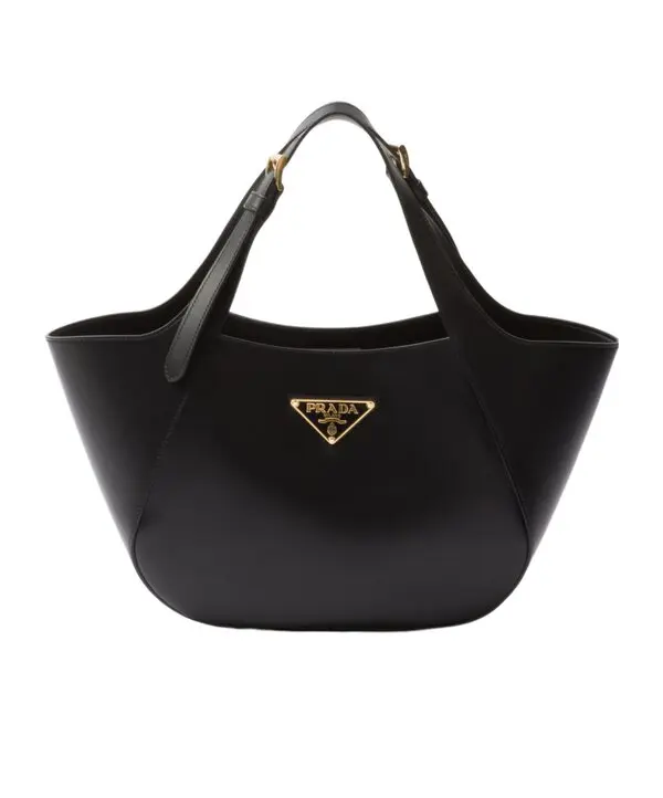 Prada Medium Leather Tote Bag - Black