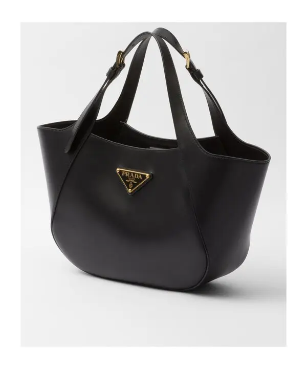 Prada Medium Leather Tote Bag - Black