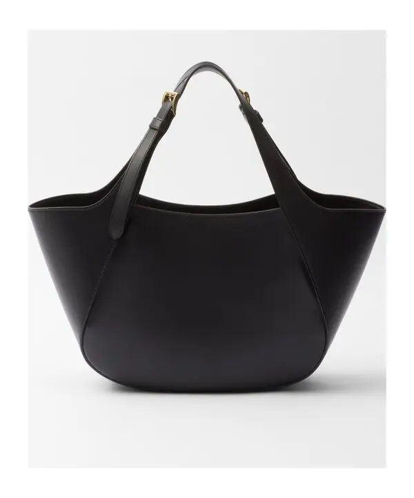 Prada Medium Leather Tote Bag - Black