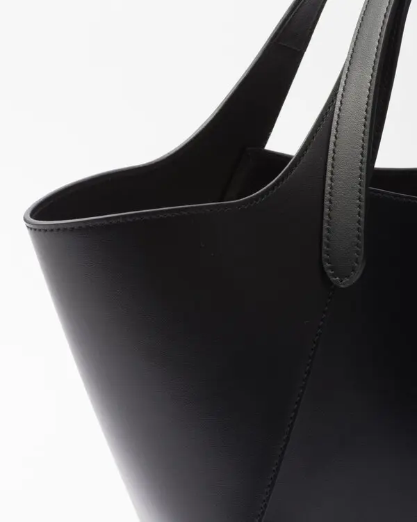Prada Medium Leather Tote Bag - Black