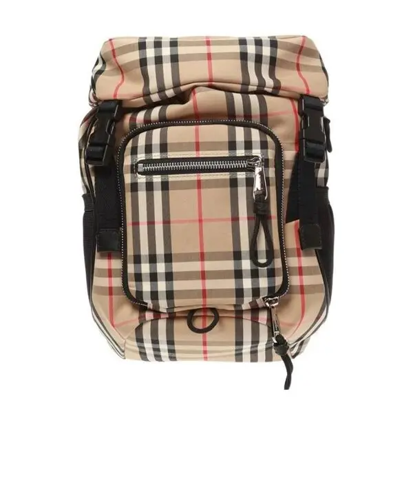 Burberry Checkered Logo Backpack - Multicolor