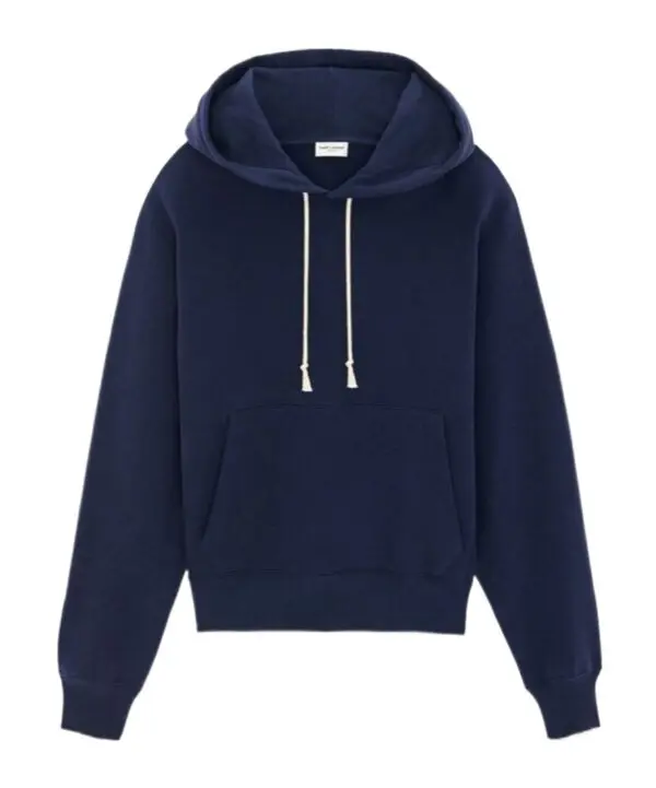 Saint Laurent Cassandre Drawstring Hoodie - Blue