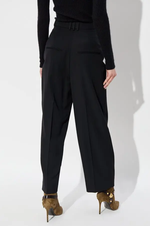 Balmain Pleated Grain De Poudre Trousers - Black
