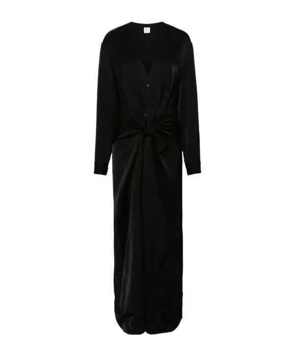 TOTEME V-neck Knot-detail Maxi Dress - Black