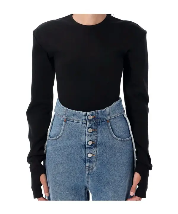 MAISON MARGIELA Long-sleeved Crewneck Bodysuit - Black
