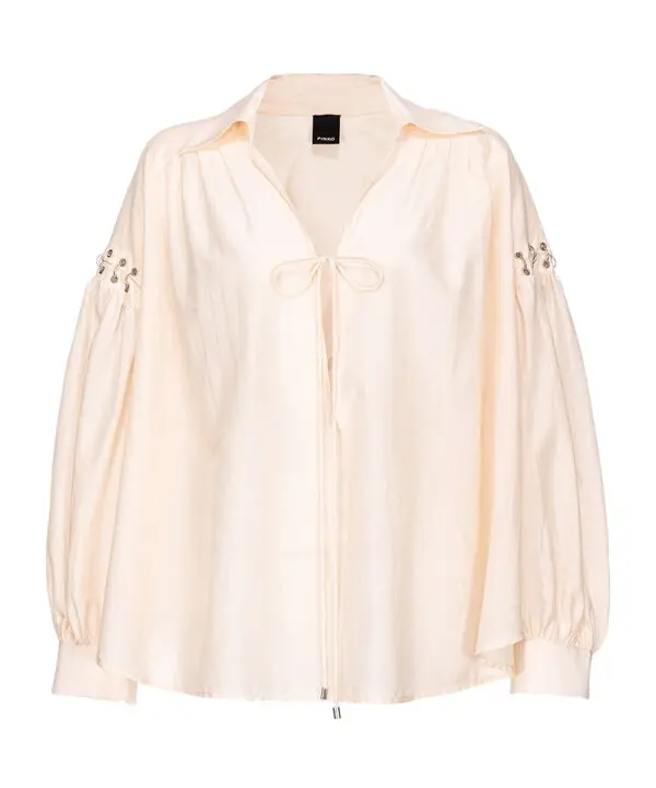 Pinko V-neck Eyelet Detailed Blouse - White