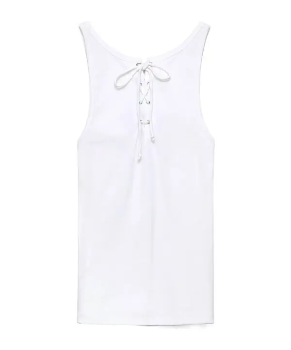Prada Logo Patch Scoop Neck Tank Top - No