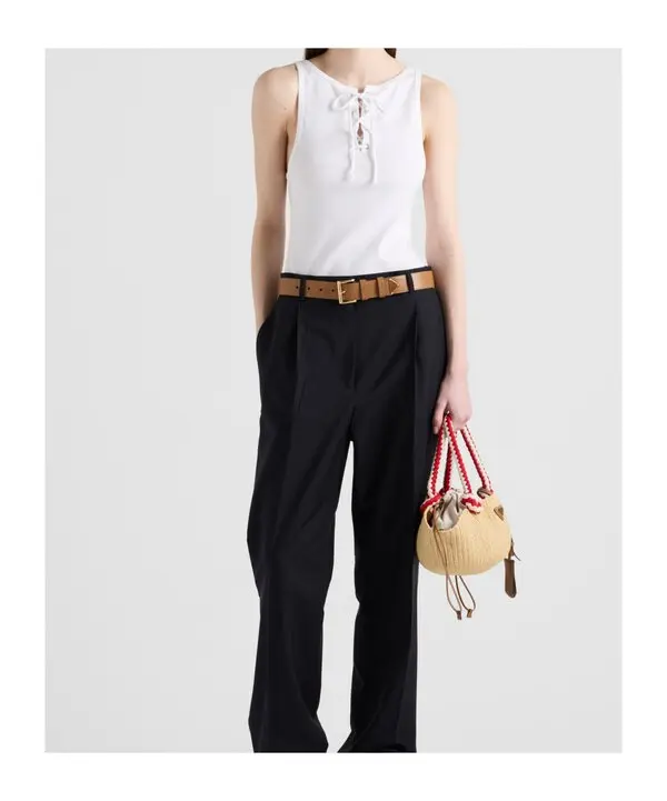 Prada Logo Patch Scoop Neck Tank Top - No