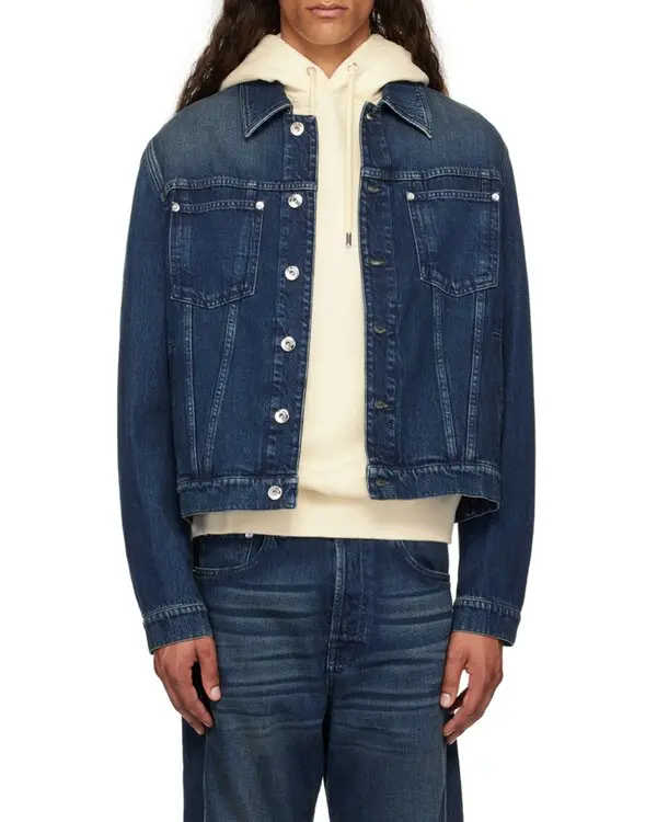 LANVIN Lapel Long Sleeve Denim Coat