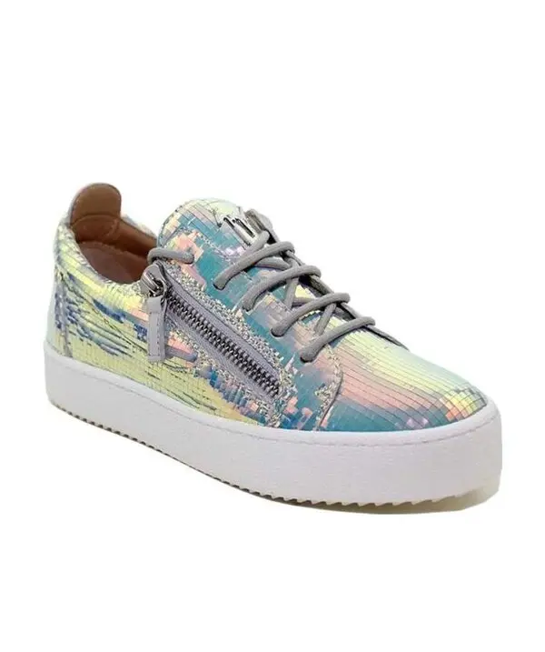 GIUSEPPE ZANOTTI Gloss Low-cut Skate Sneakers With Snakeskin Effect